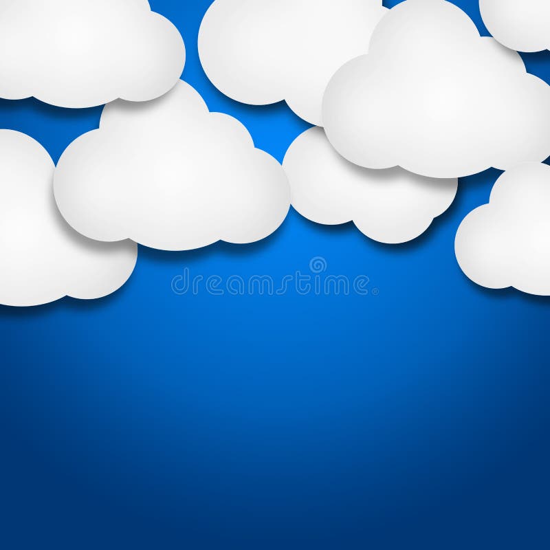 White Paper Clouds Over Gradient Blue Background Stock Illustration ...