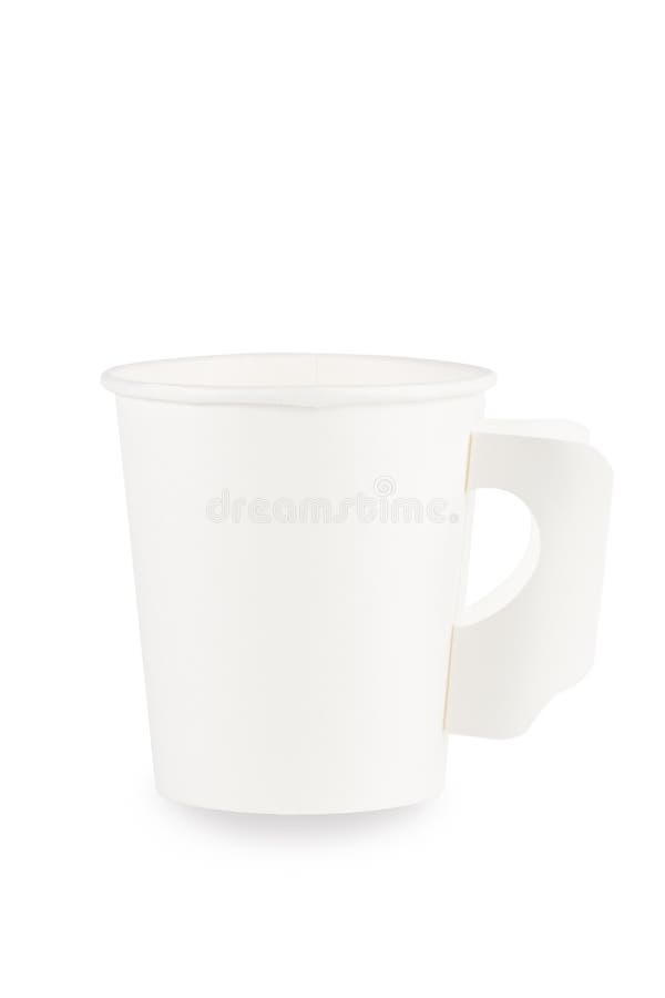 White Paper Coffee Cup on White. Clipping Path. Stock Image - Image of ...