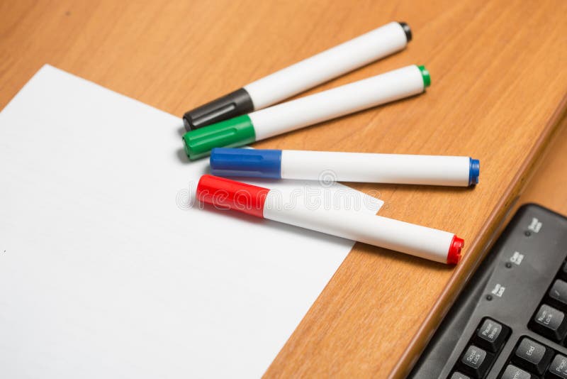 White Paper with Colorful Felt Pen Markers Stock Image - Image of ...