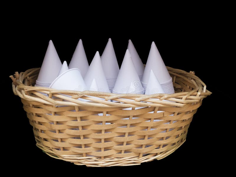 White Paper Cons in a Basket Stock Image - Image of basket, round ...