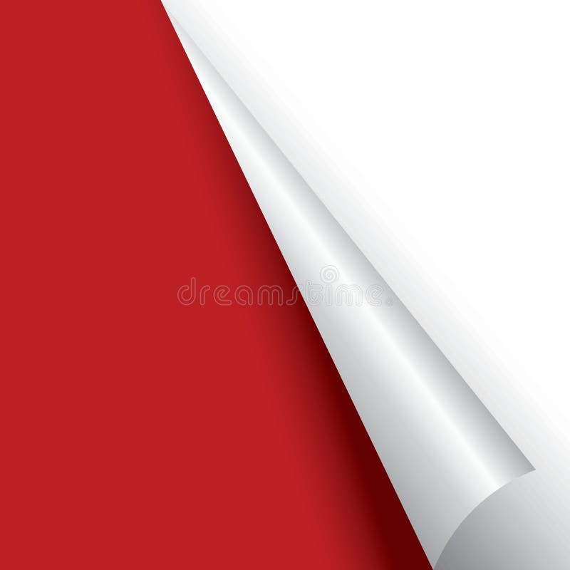 White Paper Corner Red Background. Paper Sheet Sticker Stock Vector ...
