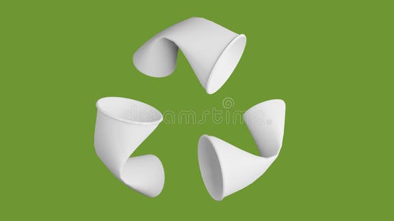 White Paper Cup Form Mobius Loop or Recycling Symbol, Clipping Path, 3d ...