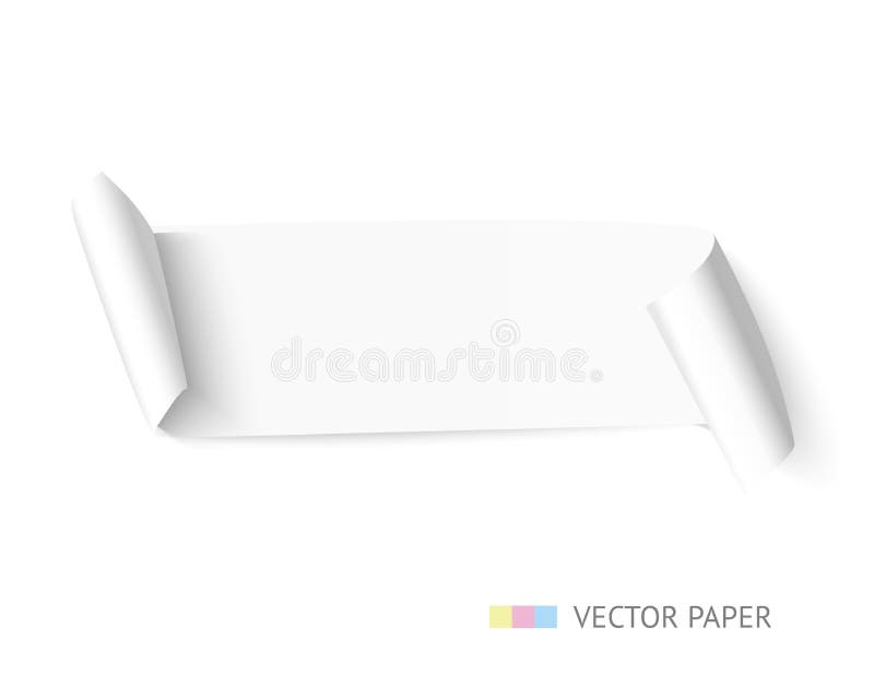 White Paper Curved Web Banner with Roll Stock Vector - Illustration of ...