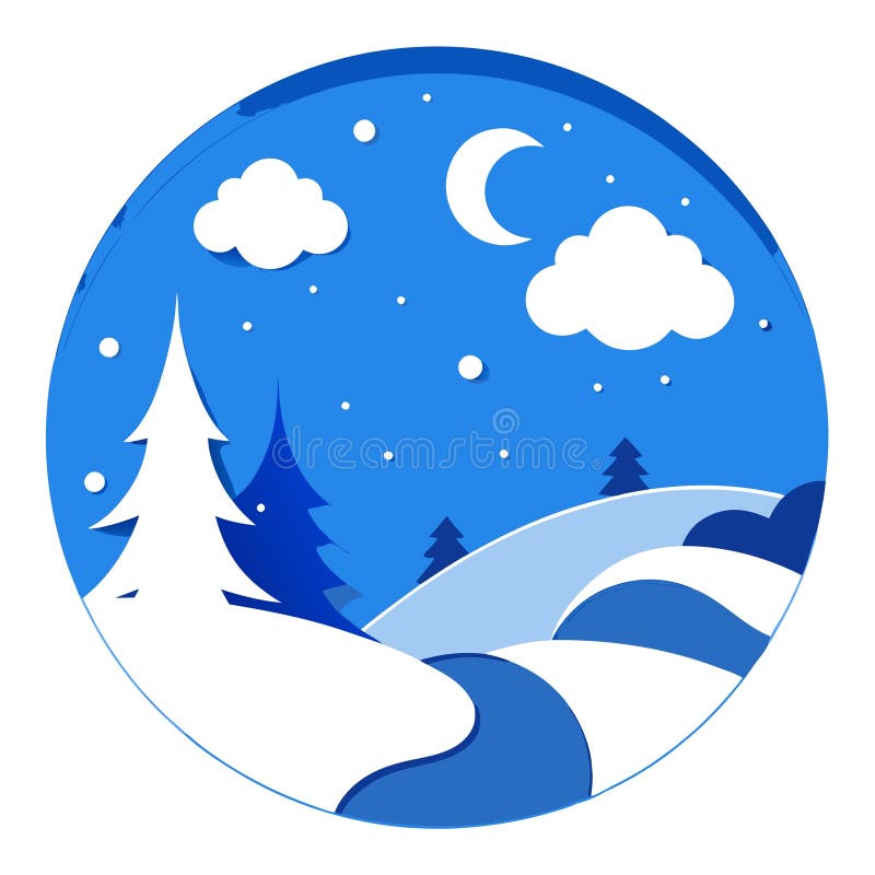 White Paper Cut Art with Blue Sky and Winter. Animation Video Looping ...