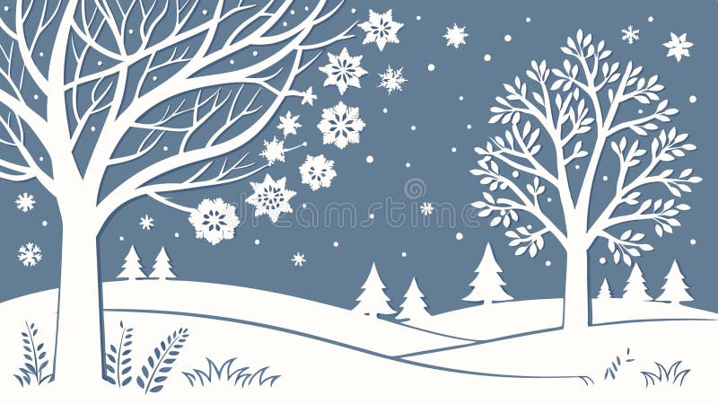 White Paper Cut Art with Blue Sky and Winter. Animation Video Looping ...