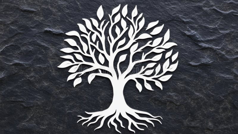 A White Paper Cut Out of a Tree with Roots, AI Stock Photo - Image of ...