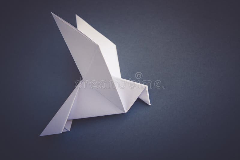 White Paper Dove Origami Isolated on a Grey Background Stock Image ...