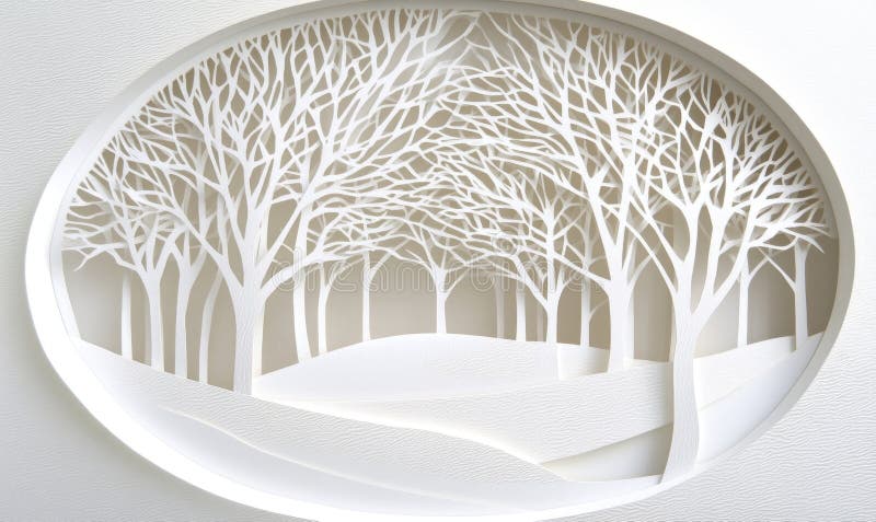A White Paper Drawing of Trees and a Path Stock Image - Image of branch ...