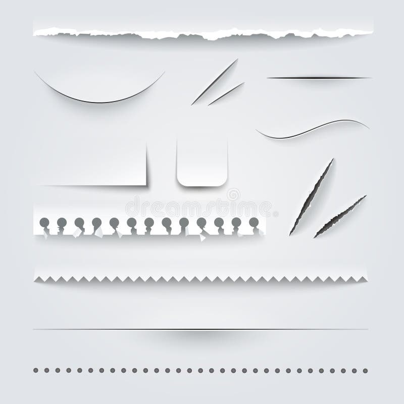 White Paper Edges Shadows Realistic Set Stock Vector - Illustration of ...