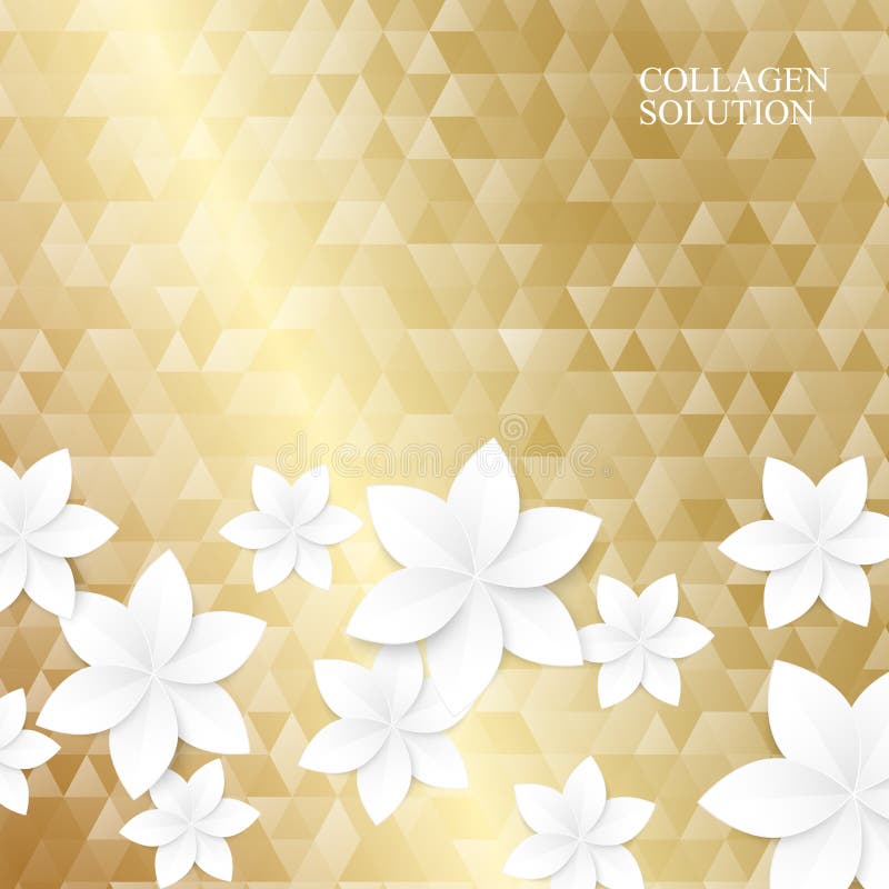 White Paper Flowers on the Golden Triangle Texture. Stock Vector ...