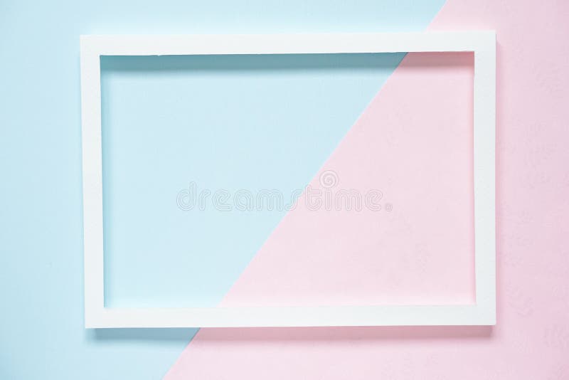 White Paper Frame on Pink Paper and Light Blue Paper for Background ...
