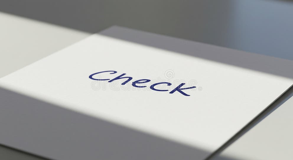 White Paper with Handwritten Blue Cursive Text Reading "Check." the ...