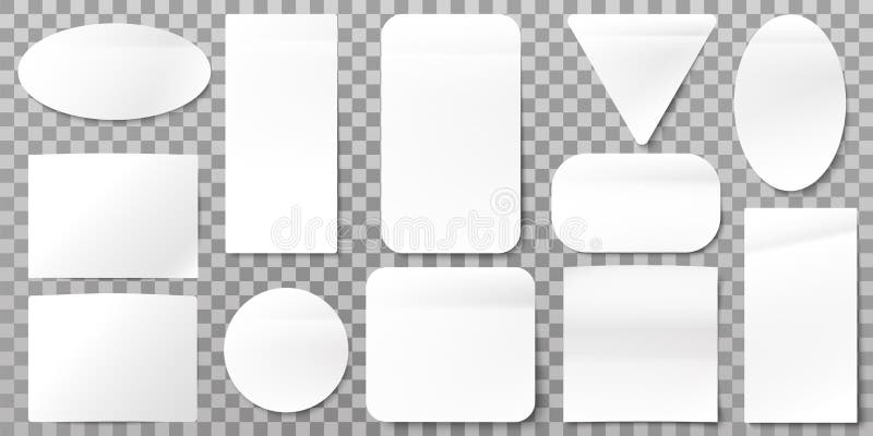 White Paper Labels. Blank Label Stickers, Sticky Papers Tags And Sign ...