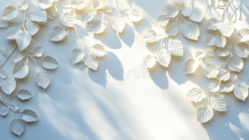 White Paper Leaves Sunlight Shadow Background Stock Illustration ...