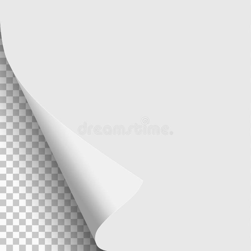 White Paper with Lower Left Curled Corner and Transparent Next Page ...