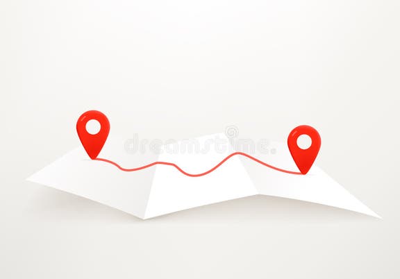 White Paper Map with Pins. Vector Stock Vector - Illustration of ...