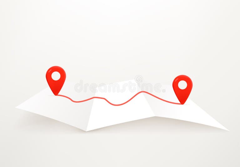 White Paper Map with Pins. Vector Stock Vector - Illustration of ...