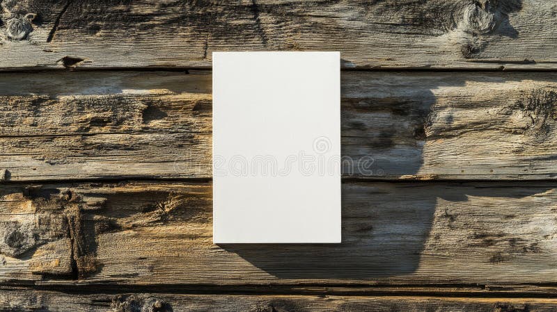 White Paper Mockup on Rustic Wooden Background Stock Illustration ...