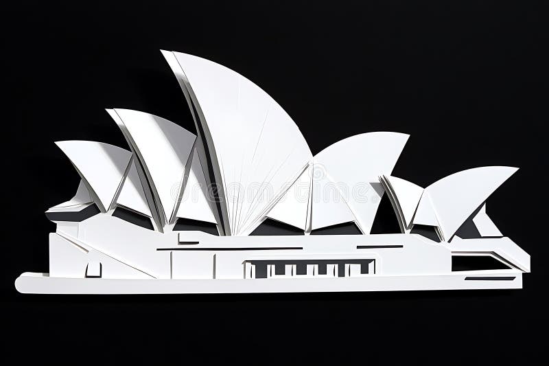 White Paper Model of Sydney Opera House Against Black Background Stock ...