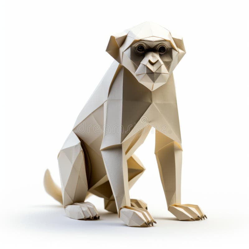 3d Origami Paper Monkey: Daz3d Style Wildlife Muralism Stock ...