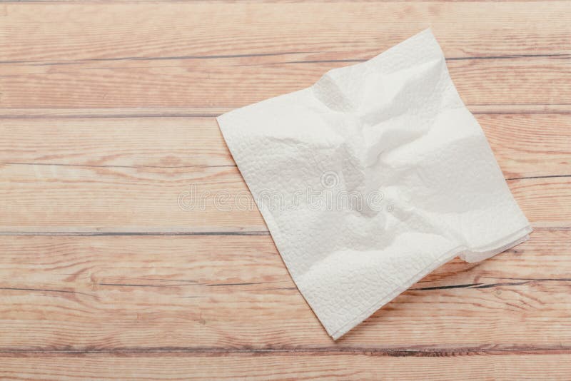 White Paper Napkin or Tissue on the Wooden Table Background Stock Image ...
