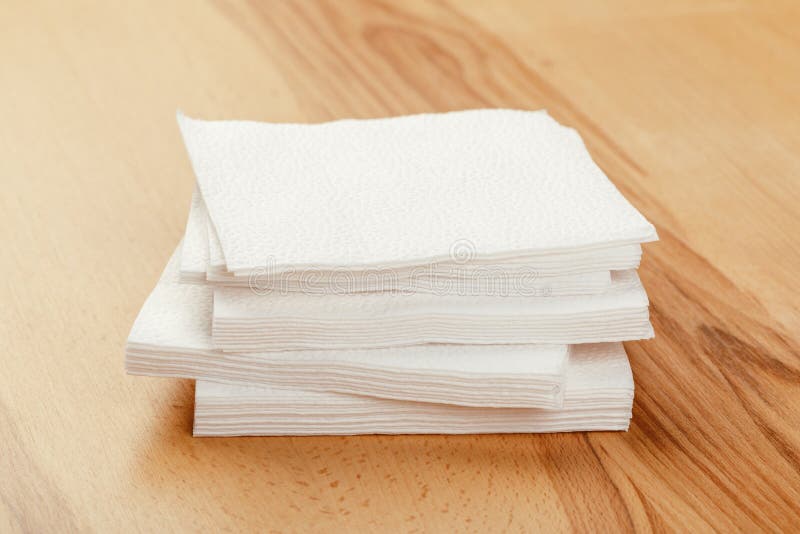 White Paper Napkin or Tissue on the Wooden Table Background Stock Photo ...