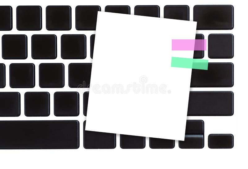 White Paper Note on Computer Keyboard Stock Photo - Image of business ...