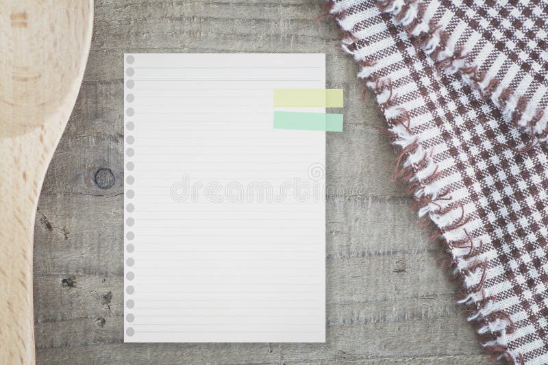 White Paper Note and Kitchen Utensils for Food Recipes Stock Photo ...