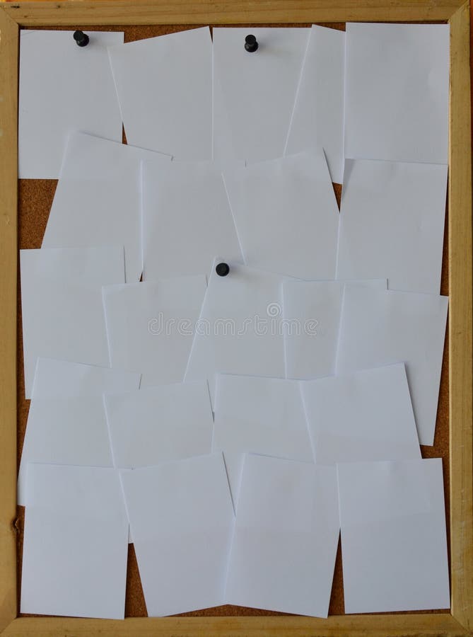 White paper on noticeboard stock photo. Image of memo - 57818950