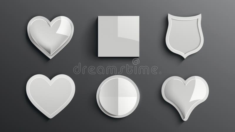 White Paper Patch Mockup. Blank Labels of Different Shapes with Curve ...