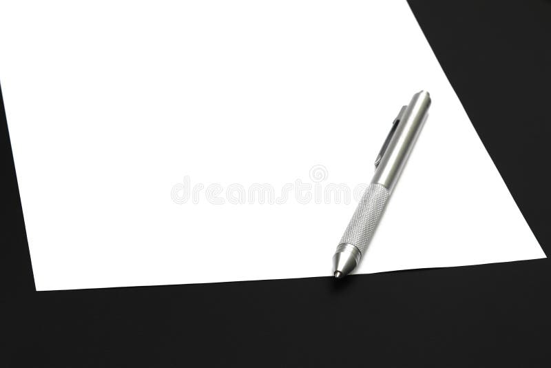 White paper and pen stock photo. Image of closeup, sign - 12285008