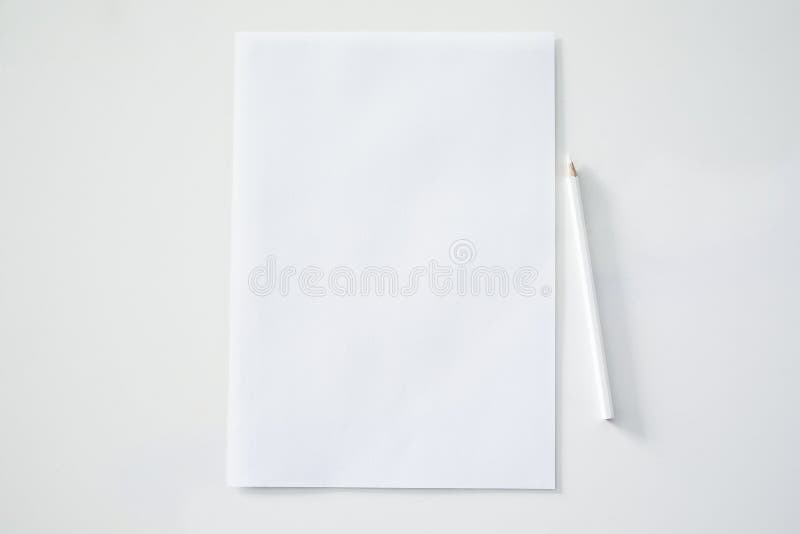 White A4 Paper and Pencil on White Background Stock Photo - Image of ...