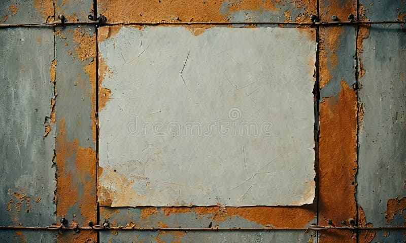 A White Paper is Placed in the Center of a Rusty Metal Surface. Stock ...