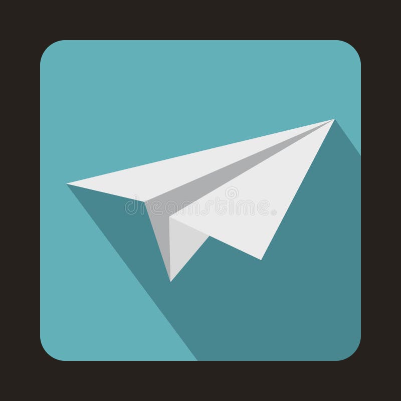 White Paper Plane Icon, Flat Style Stock Illustration - Illustration of ...