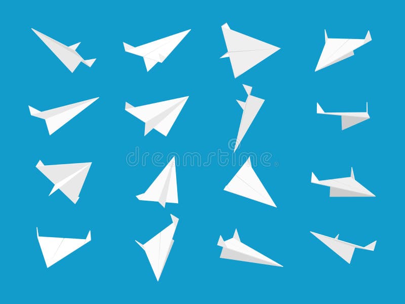 White Paper Planes Collection with Different Views Stock Vector ...