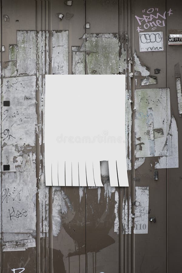 White Paper Posted on Old Billboard Stock Image - Image of promo ...
