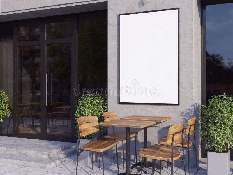 The White Paper Poster Mockup Displayed Outside the Restaurant Stock ...