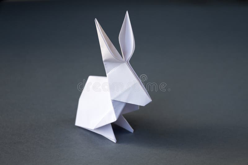 White Paper Rabbit Origami Isolated on a Grey Background Stock Photo ...