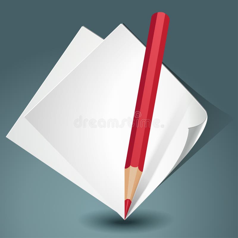 White Paper with a Red Pencil Stock Vector - Illustration of paper ...