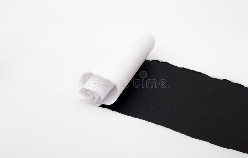 White Paper Roll Ripped in the Shape of a Black Shiny Texture Stock ...