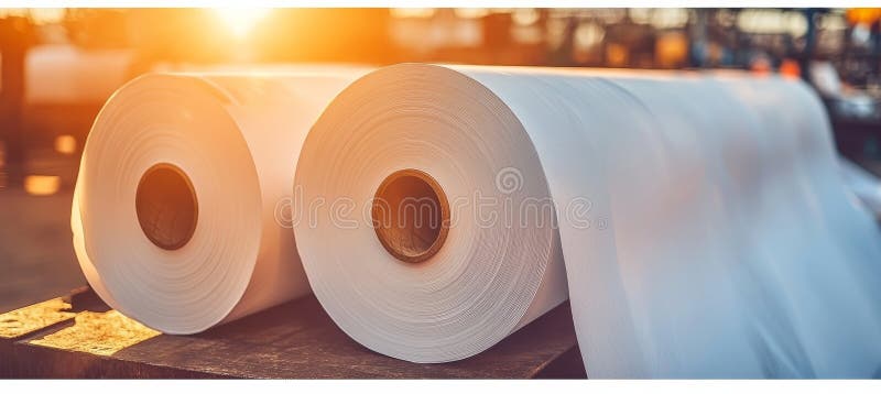 White Paper Rolls, Production and Industrial Concept. Big Huge Rolls of ...