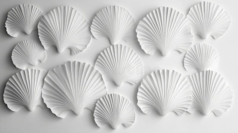 White Paper Scallop Shells Pattern Texture Stock Illustration ...