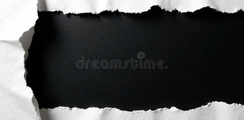 White Paper Scraps, Irregular Tear Lines, Stark Black Backdrop ...