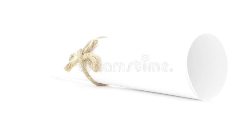 White Paper Scroll Tied with Rope, One Natural Knot Stock Photo - Image ...