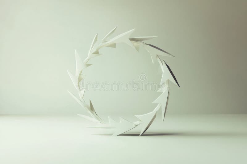 White Paper Sculptures Arranged in a Circular Formation on a Light ...