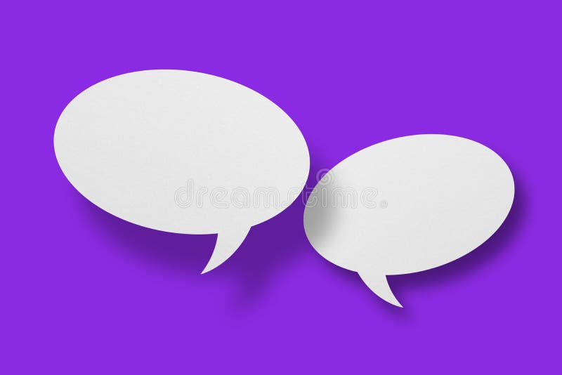 White Paper in the Shape of Speech Bubbles Against a Purple Background ...