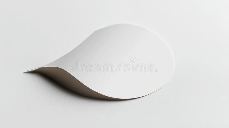 White Paper Shaped Like a Teardrop, Slightly Curved, Isolated on White ...