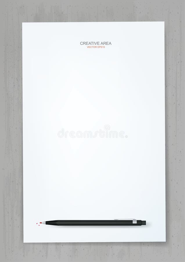 White Paper Sheet Background on Grunge Concrete Texture. Vector Stock ...