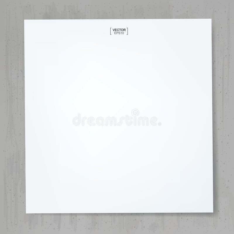 White Paper Sheet Background on Grunge Concrete Texture. Vector Stock ...
