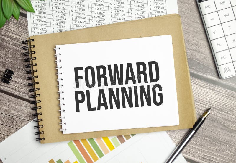 White Paper Sheet Charts, Pen and Forward Planning Words Stock Image ...